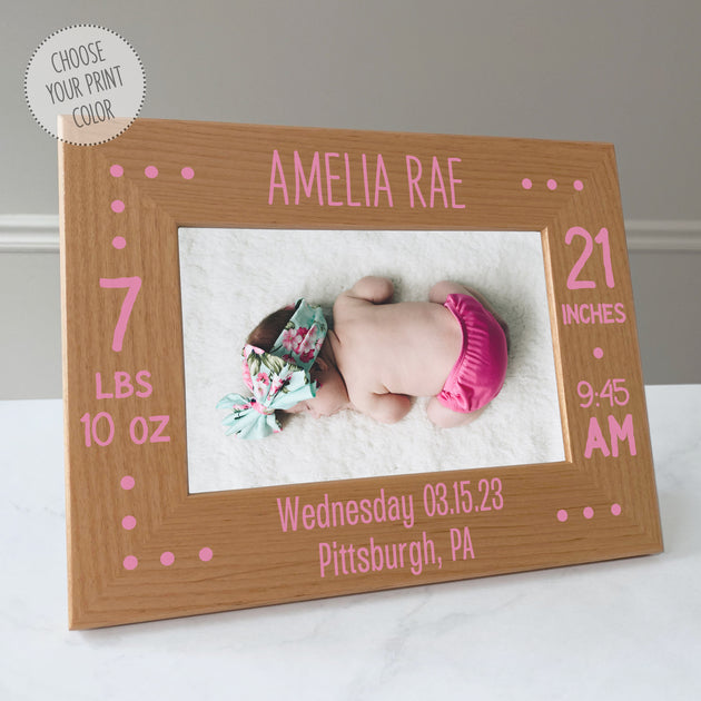 Birth stats picture frame, Newborn frame, Baby shower gift, Kids pictu ...