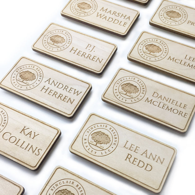 Wood name tag, Company name tag, Personalized name tag, Engraved name ...